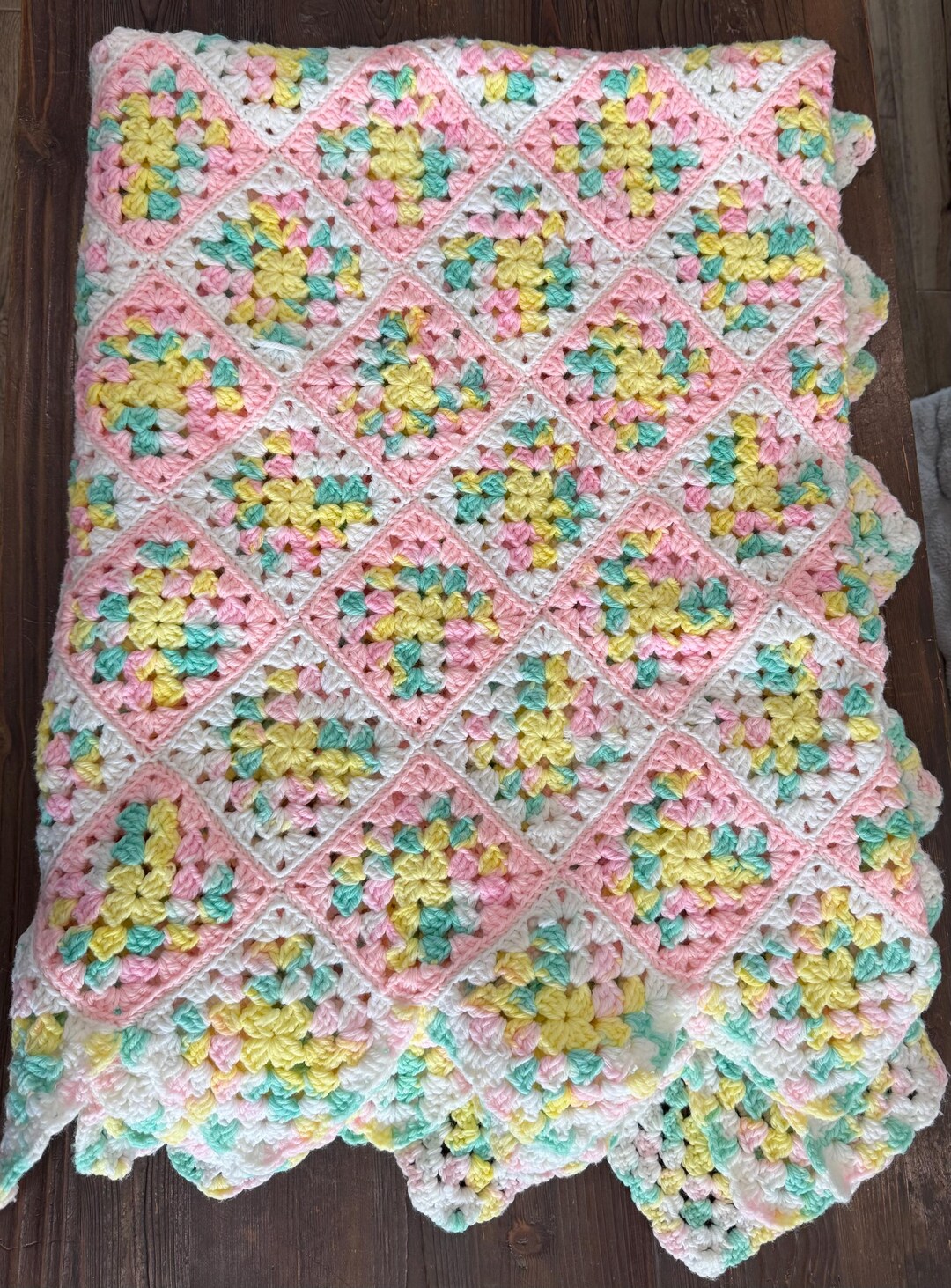 Afghan Spring Pastel Handmade Blanket Crochet Knitted Large Baby Kids ...