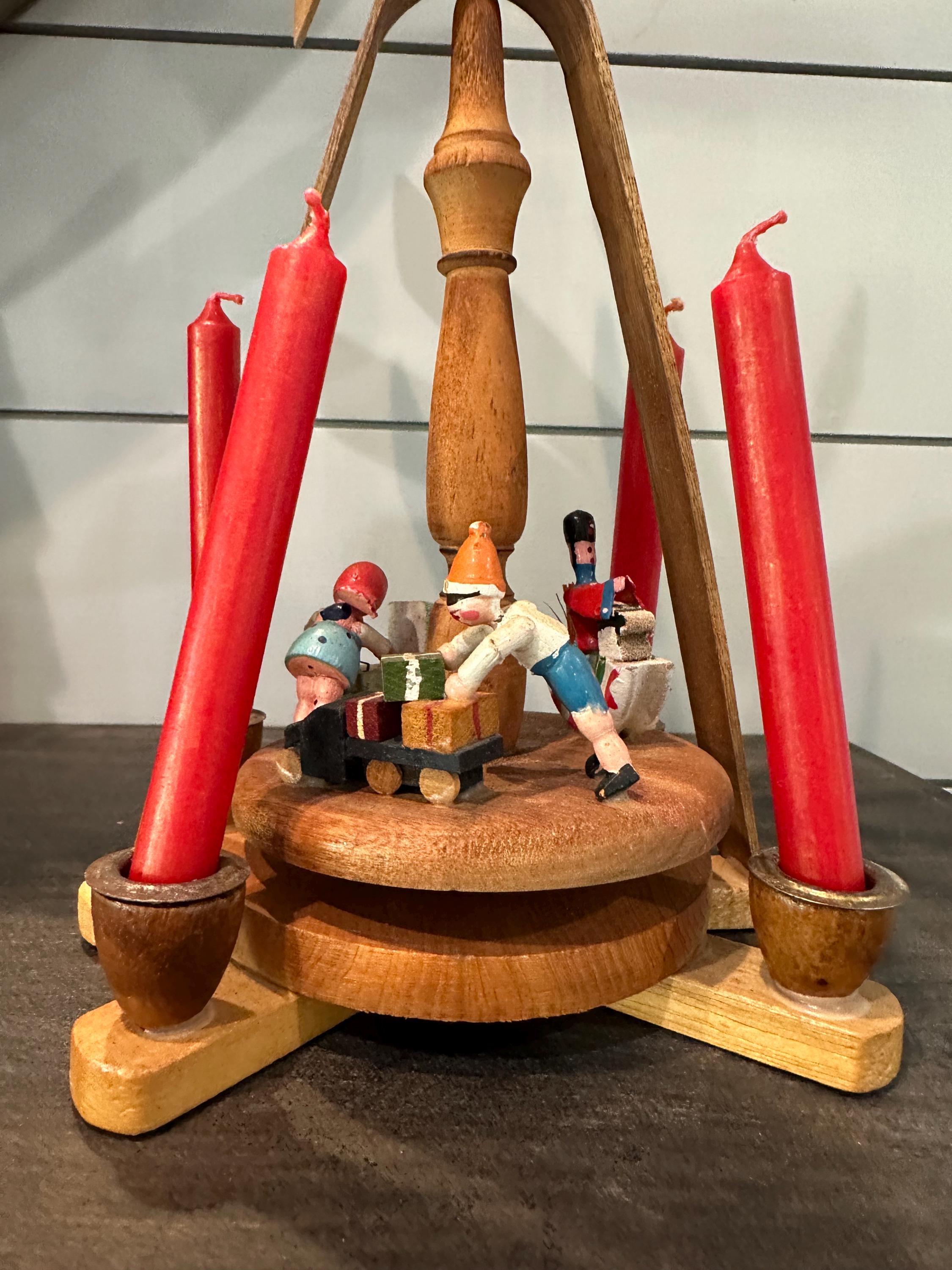 Vintage German Christmas Pyramid Erzgebirge Original Wooden Spinning W ...