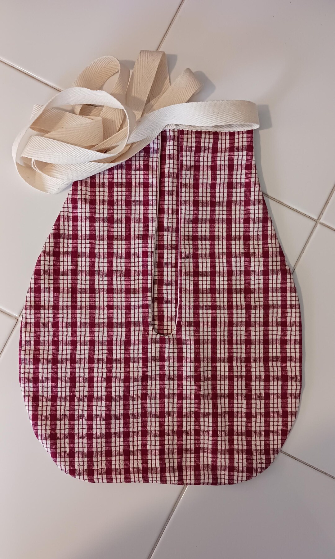 Woman's Pocket 18th Century 19th Century Red and White Plaid Outer ...