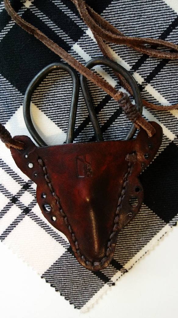 Handcrafted Leather Neck Sheath With Scissors; Perfect for the Stitcher ...