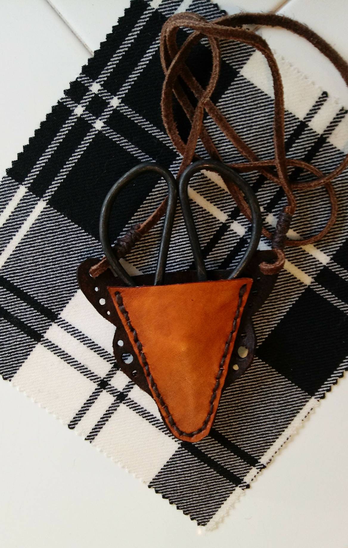 Handcrafted Leather Neck Sheath With Scissors; Perfect for the Stitcher ...