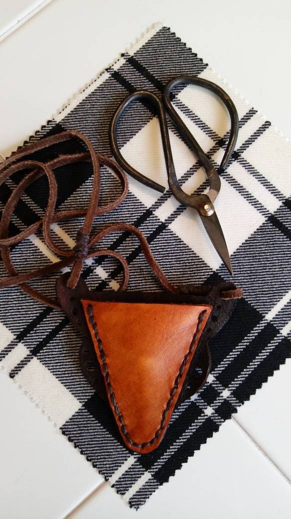 Handcrafted Leather Neck Sheath With Scissors Perfect for the Stitcher ...