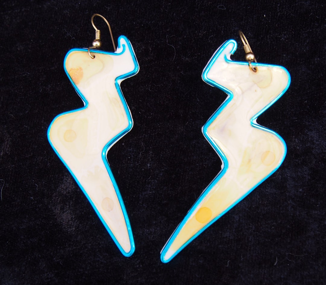 Vintage Lightning Bolt Ear Rings - Etsy