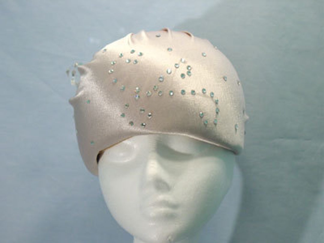 Satin Calot Rose Hat With Diamond Shaped Pin & Rhinestones. Wedding Hat ...