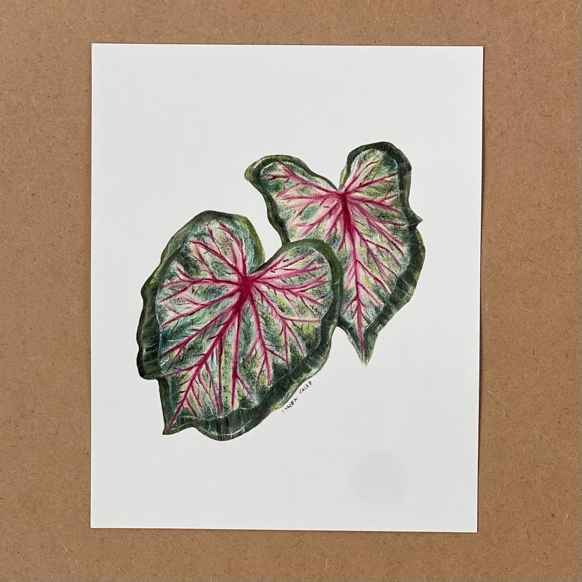 Caladium leaf Oil painting Giclée fine art print | Etsy