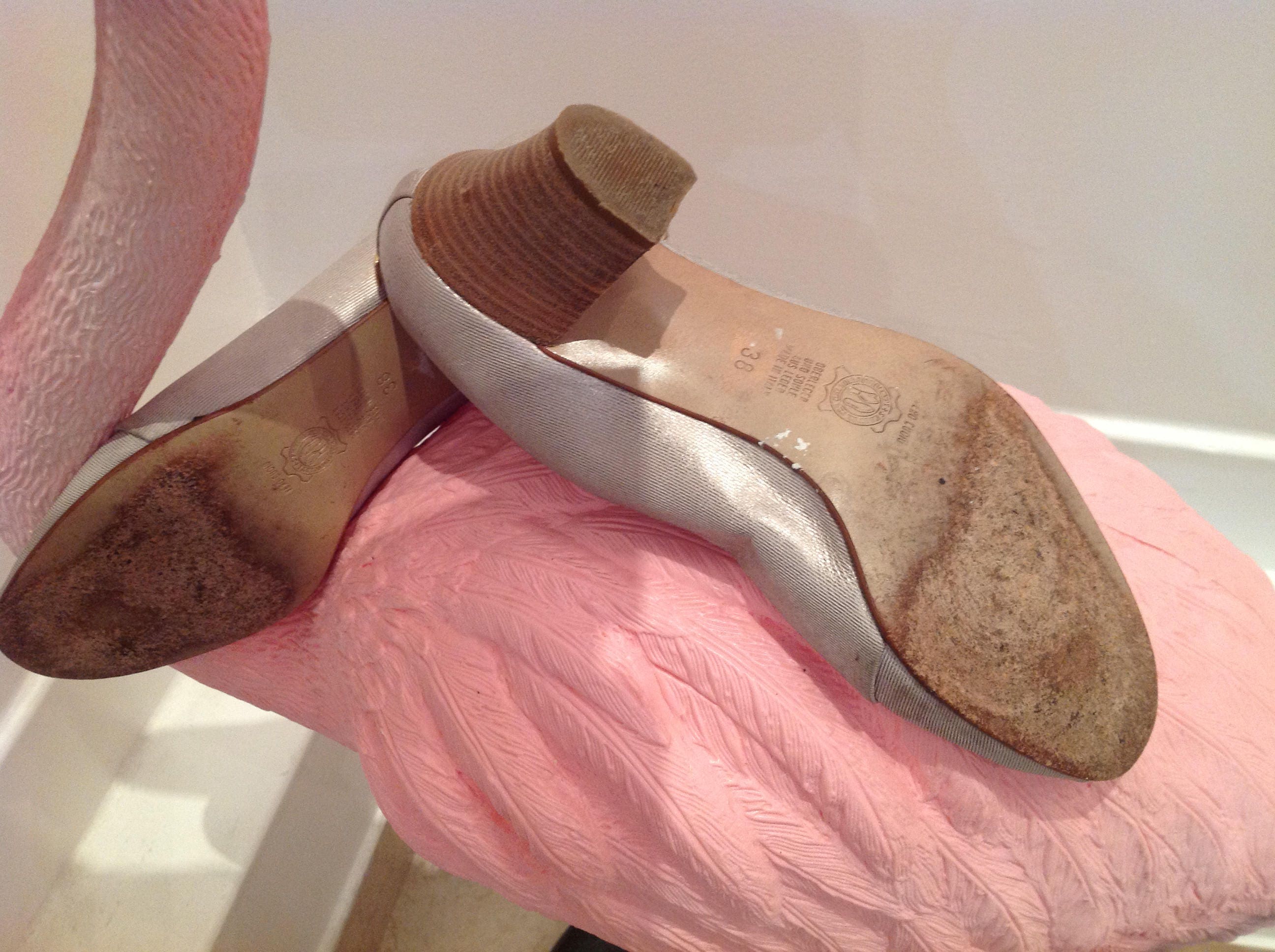 Superb Peep Toe 80s Silver Size 38, Vintage Shoes, Italian Vintage ...