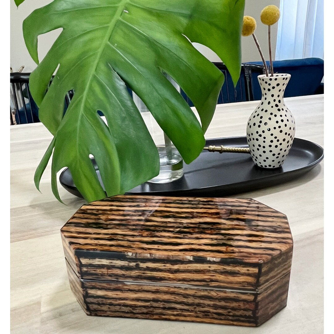 Vintage Philipinnes Coconut Twig Lacquered Coffin Shaped Trinket ...