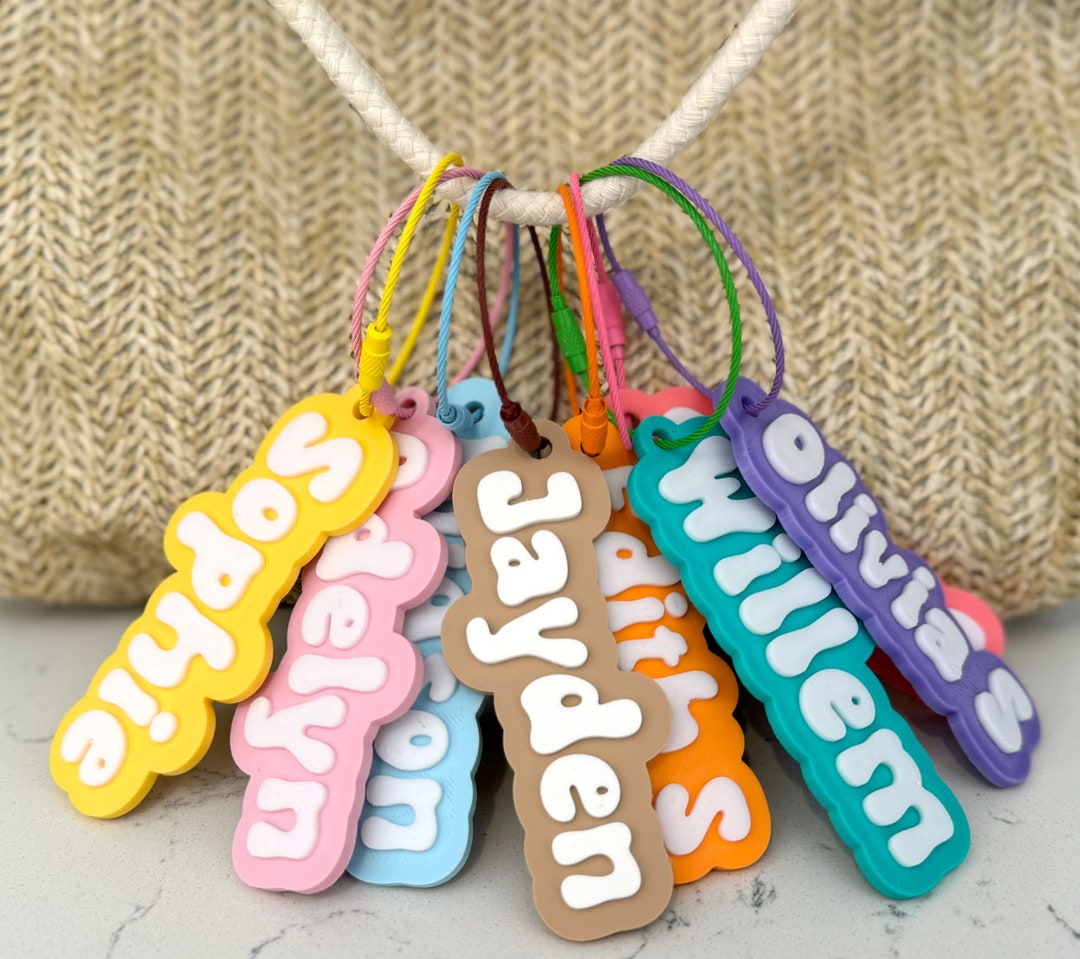 Personalized Name Bag Tag: Custom Kids School Keyring - Etsy