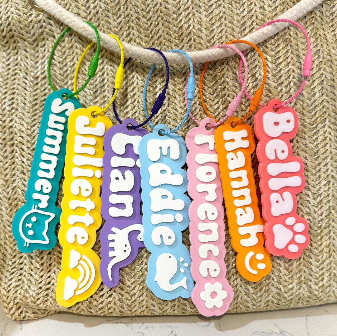 Personalised Name Bag Keyring | Custom Bag Tag for Kids | Personalized ...