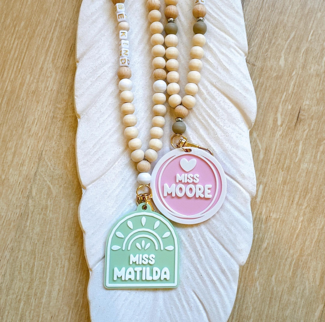 Personalised Beads Lanyards | Teacher Lanyard | Teacher Name Badge ...