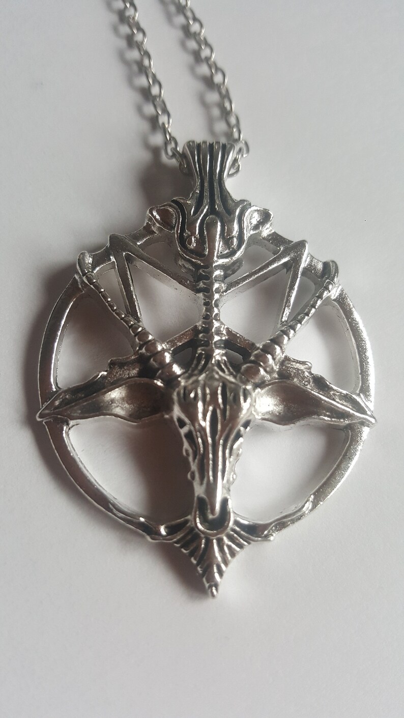 Baphomet Satanic Goat Inverted Pentagram Silver Finish Pendant - Etsy