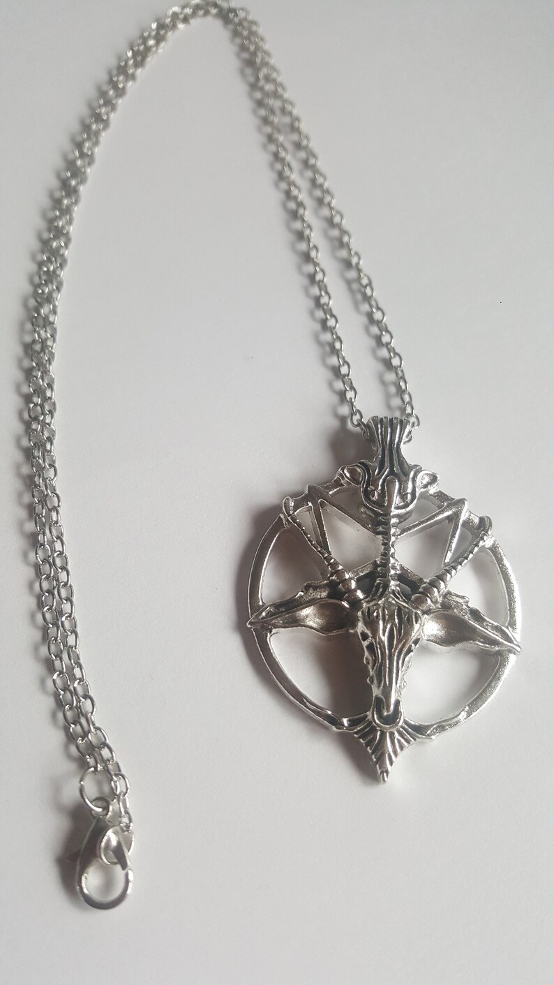 Baphomet Satanic Goat Inverted Pentagram Silver Finish Pendant - Etsy