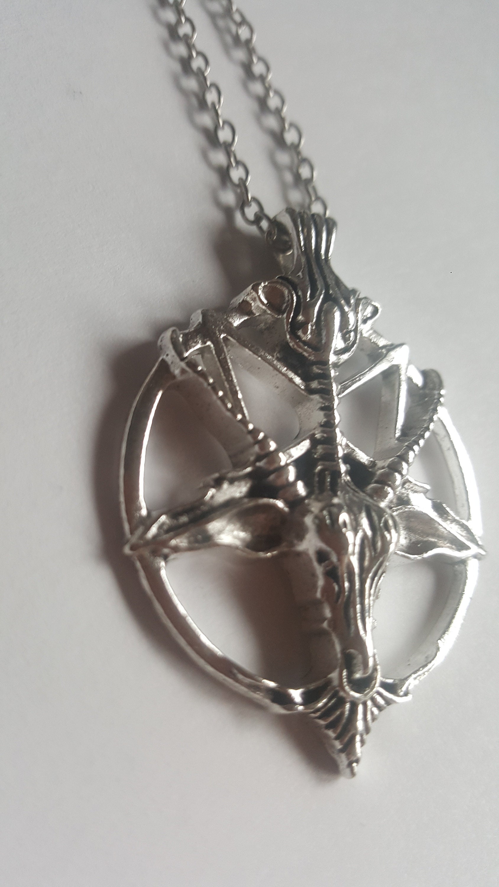 Baphomet Satanic Goat Inverted Pentagram Silver Finish Pendant - Etsy