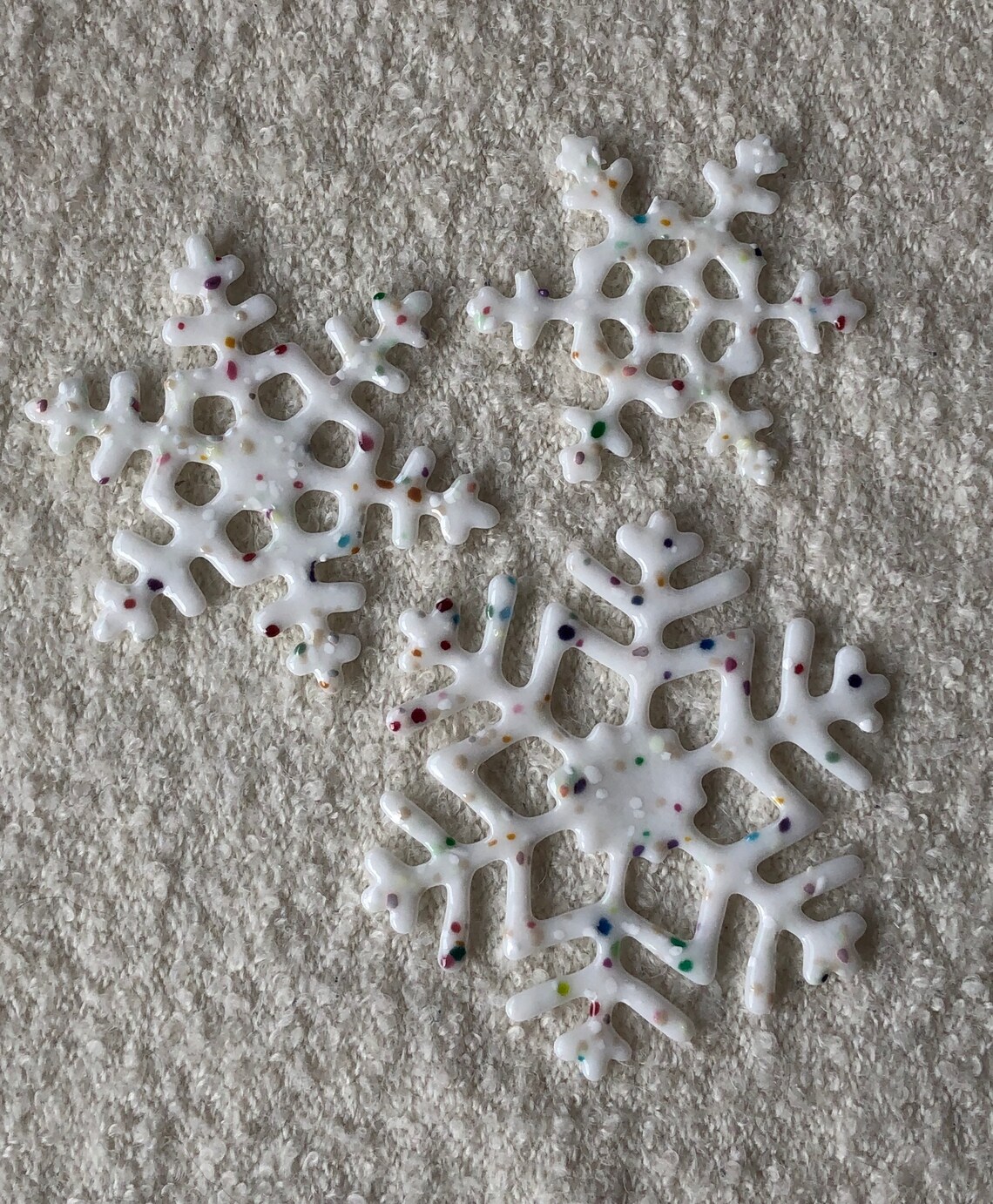 Fused Glass Snowflake Ornament Set: White Confetti Holiday Decor - Etsy