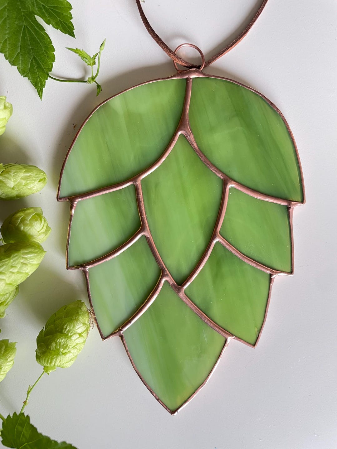 Stained Glass HOPS Suncatcher, Glass Ornament, Window Décor, Light ...