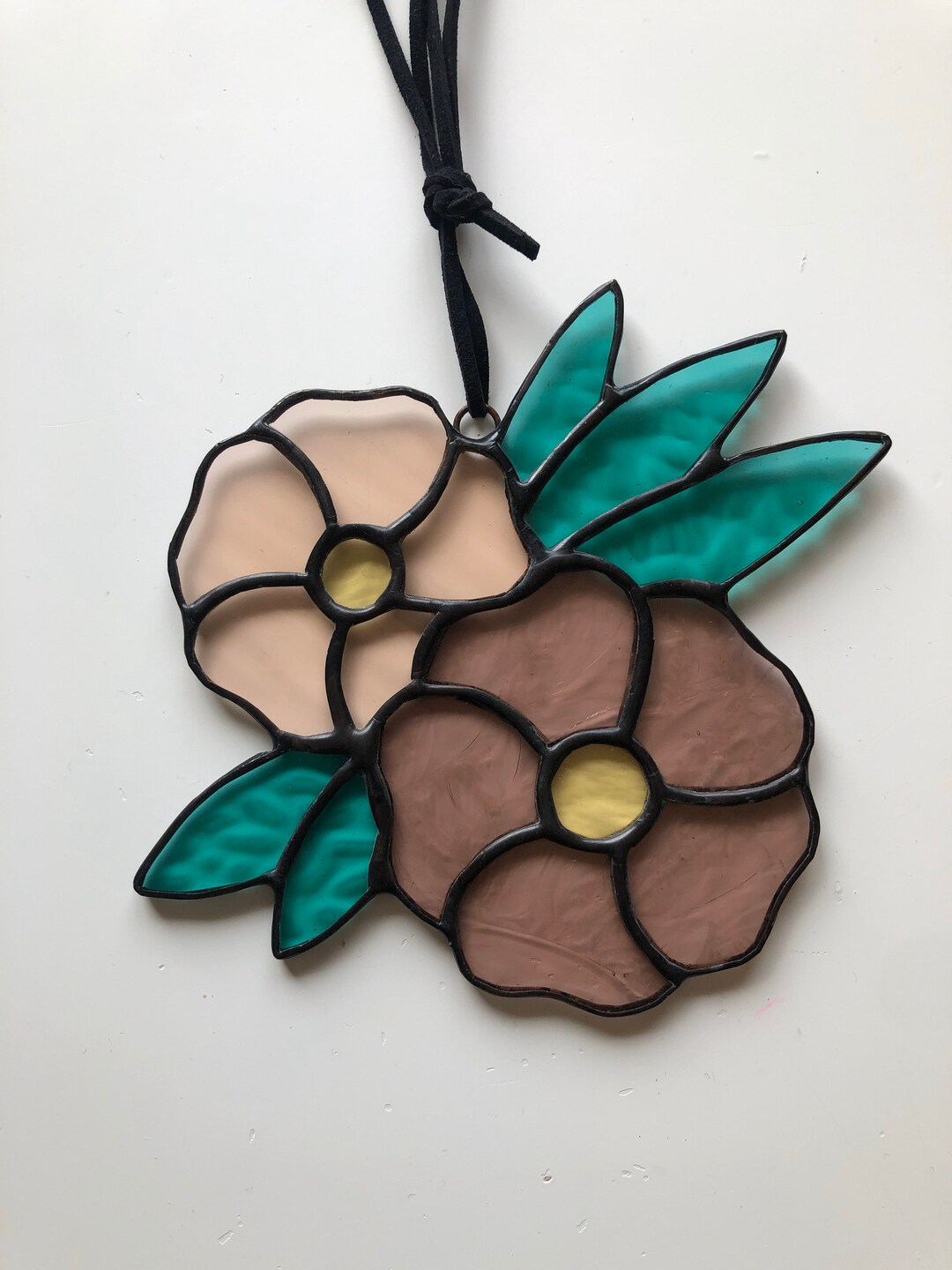 Stained Glass Tropical Boho Flowers Suncatcher, Window or Wall Hanging ...