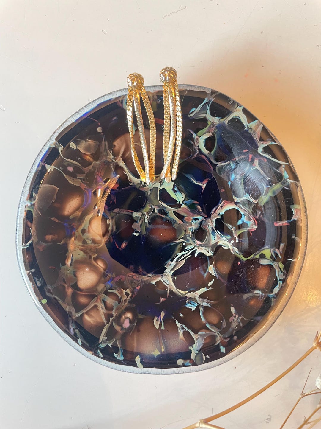 Cosmic Black Glass Bowl Solid Fused Glass Dish With Black and Blue ...