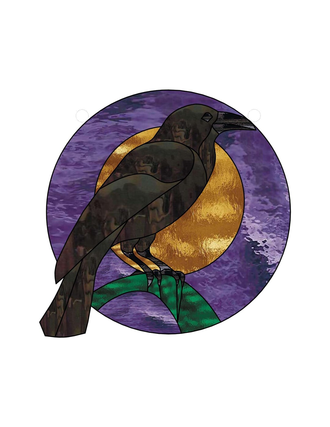 Art Deco Crow Stained Glass Pattern: Raven Suncatcher (PDF Downloadable ...