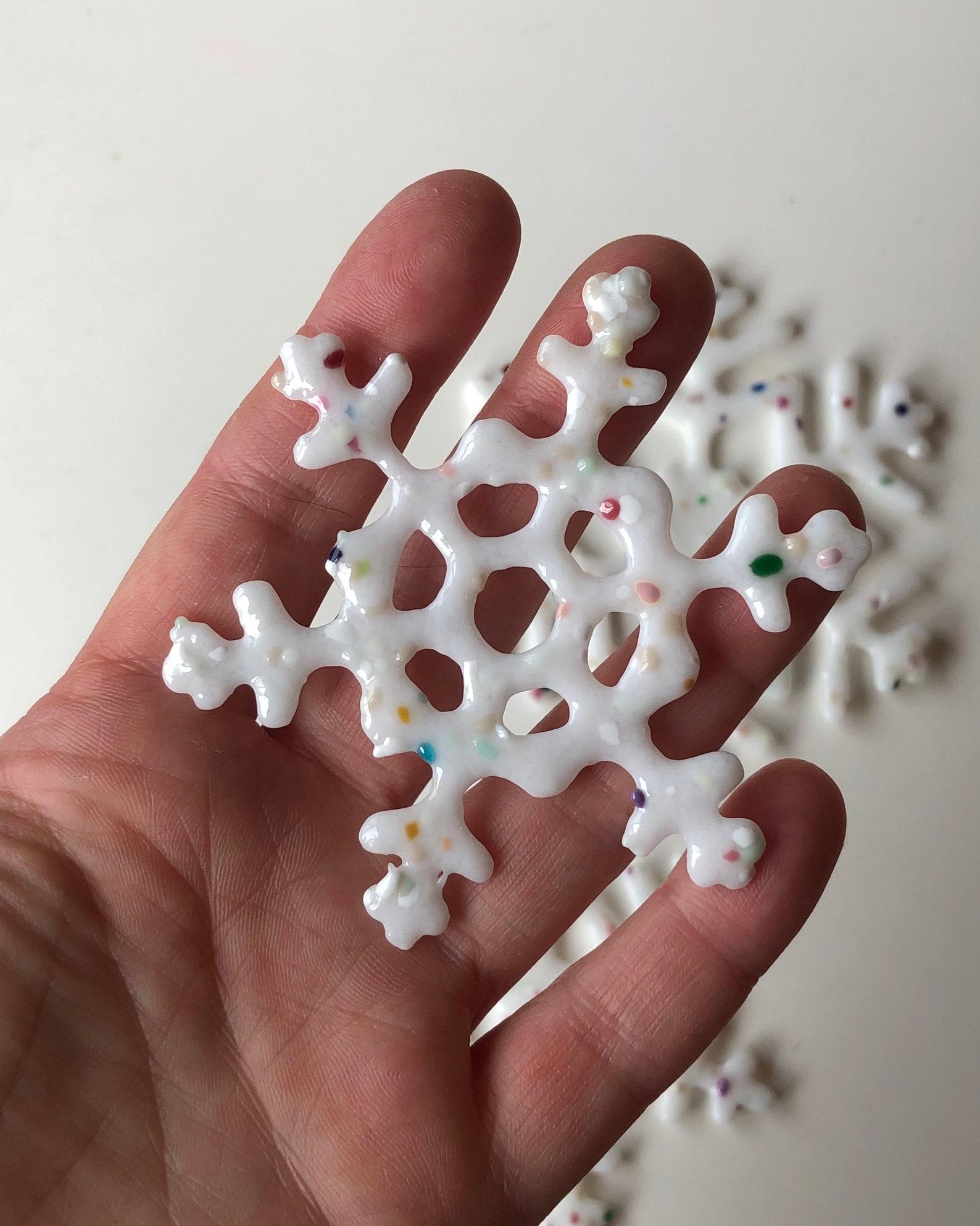 Fused Glass Snowflake Ornament Set: White Confetti Holiday Decor - Etsy