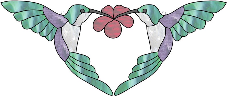 Hummingbird Heart Stained Glass Pattern: Suncatcher PDF File - Etsy