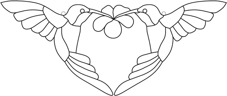 Hummingbird Heart Stained Glass Pattern -two Hummingbird Heart With ...