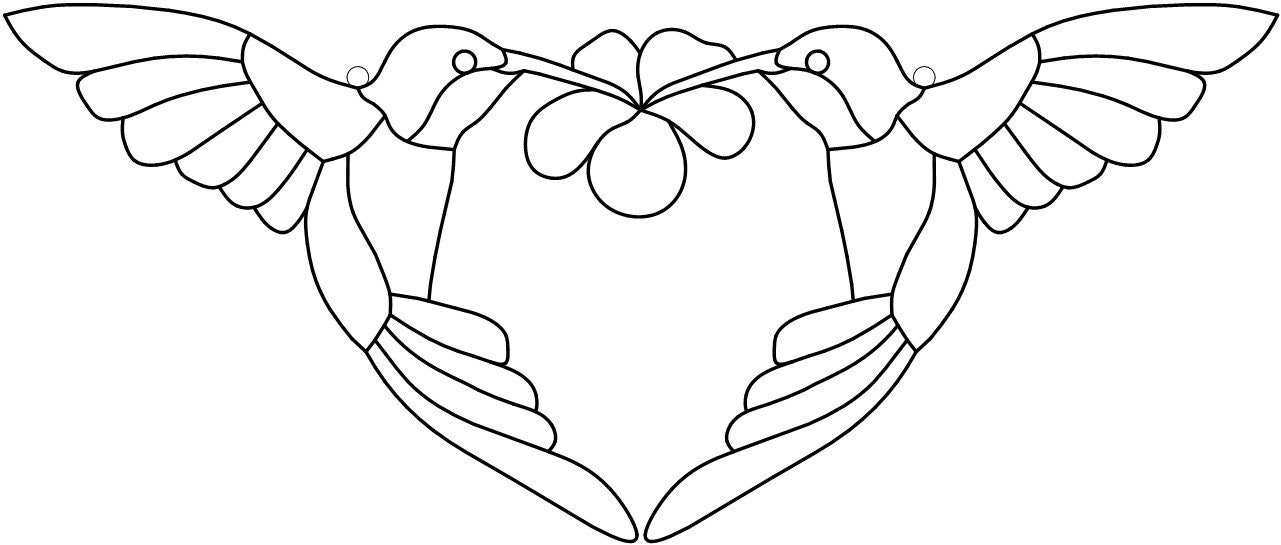 Hummingbird Heart Stained Glass Pattern two Hummingbird Heart With ...