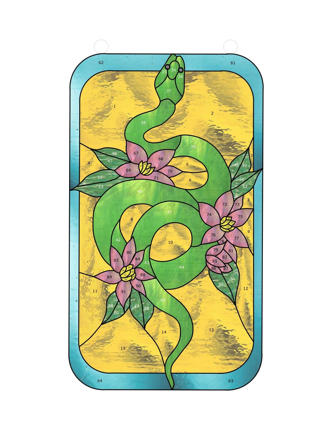 Snake and Flowers Stained Glass Pattern: DIY Panel (PDF Download) - Etsy