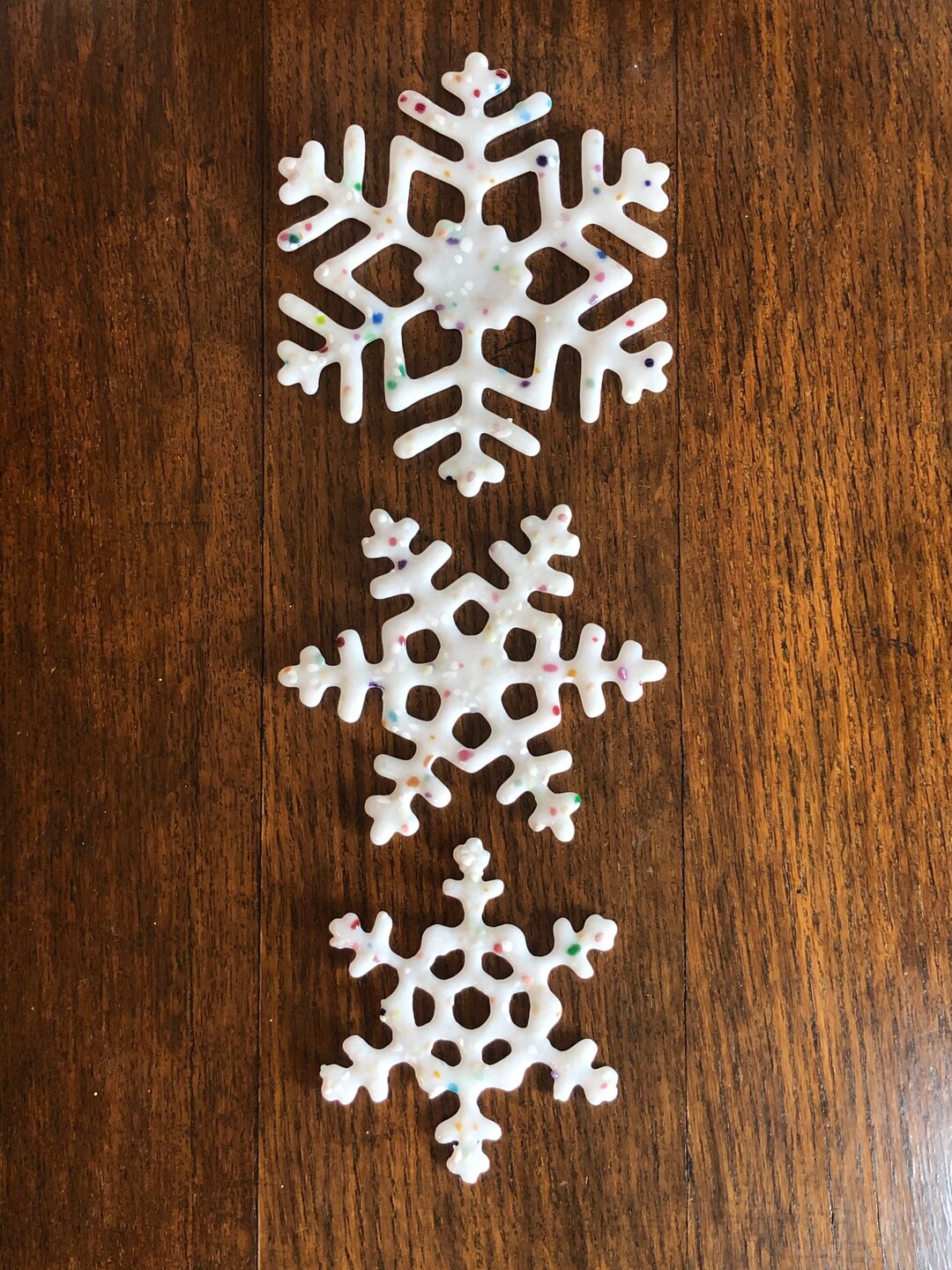 Fused Glass Snowflake Ornament Set: White Confetti Holiday Decor - Etsy
