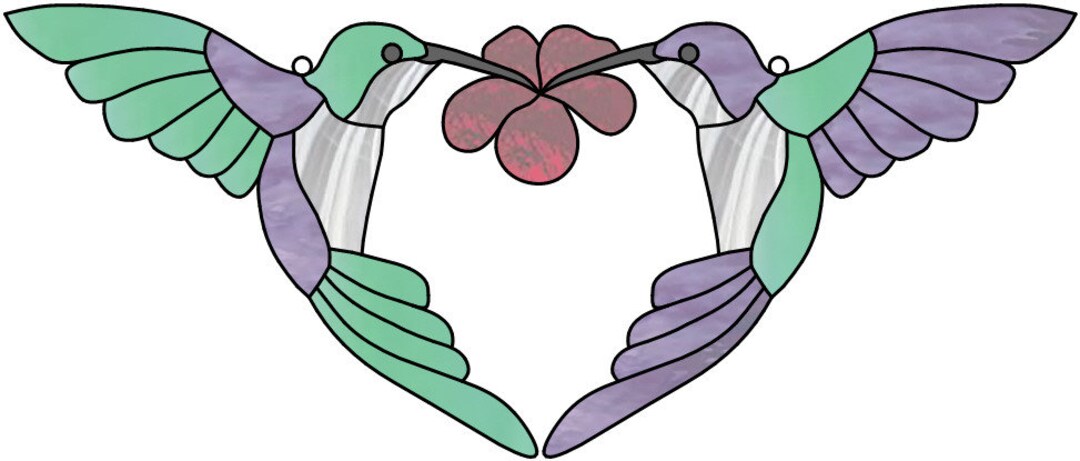 Hummingbird Heart Stained Glass Pattern: Suncatcher PDF File - Etsy