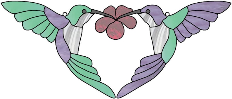 Hummingbird Heart Stained Glass Pattern: Suncatcher PDF File - Etsy