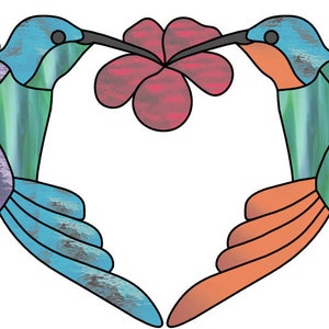 Hummingbird Heart Stained Glass Pattern: Suncatcher PDF File - Etsy