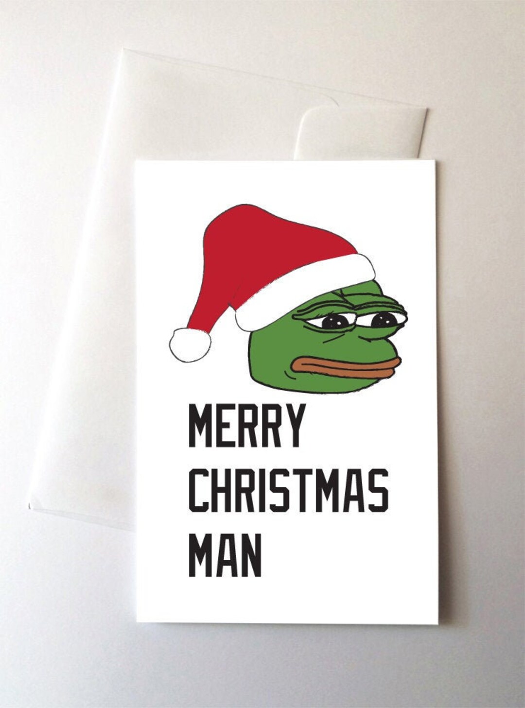Pepe the Frog Meme Merry Christmas Card, Funny, Weird, Dank - Etsy