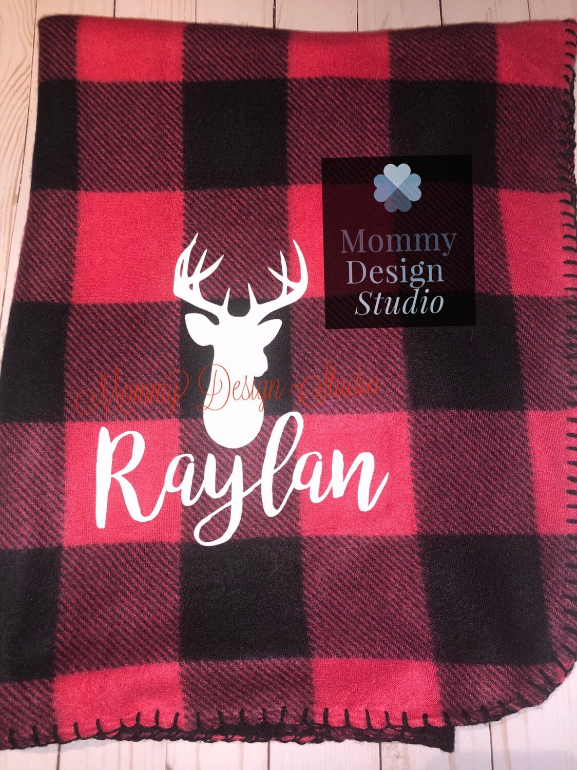 Personalized Buffalo Plaid Fleece Throw Red and Black Plaid | Etsy