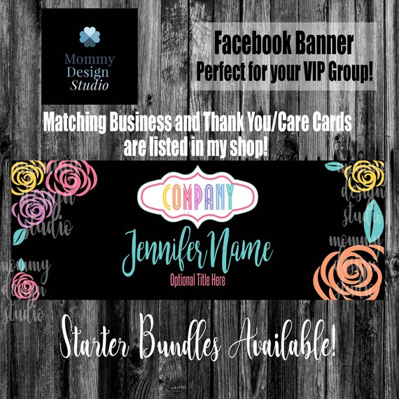 Multicolor Roses on Black FB Banner matching Business | Etsy