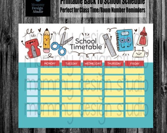 School Timetable Printable - Etsy