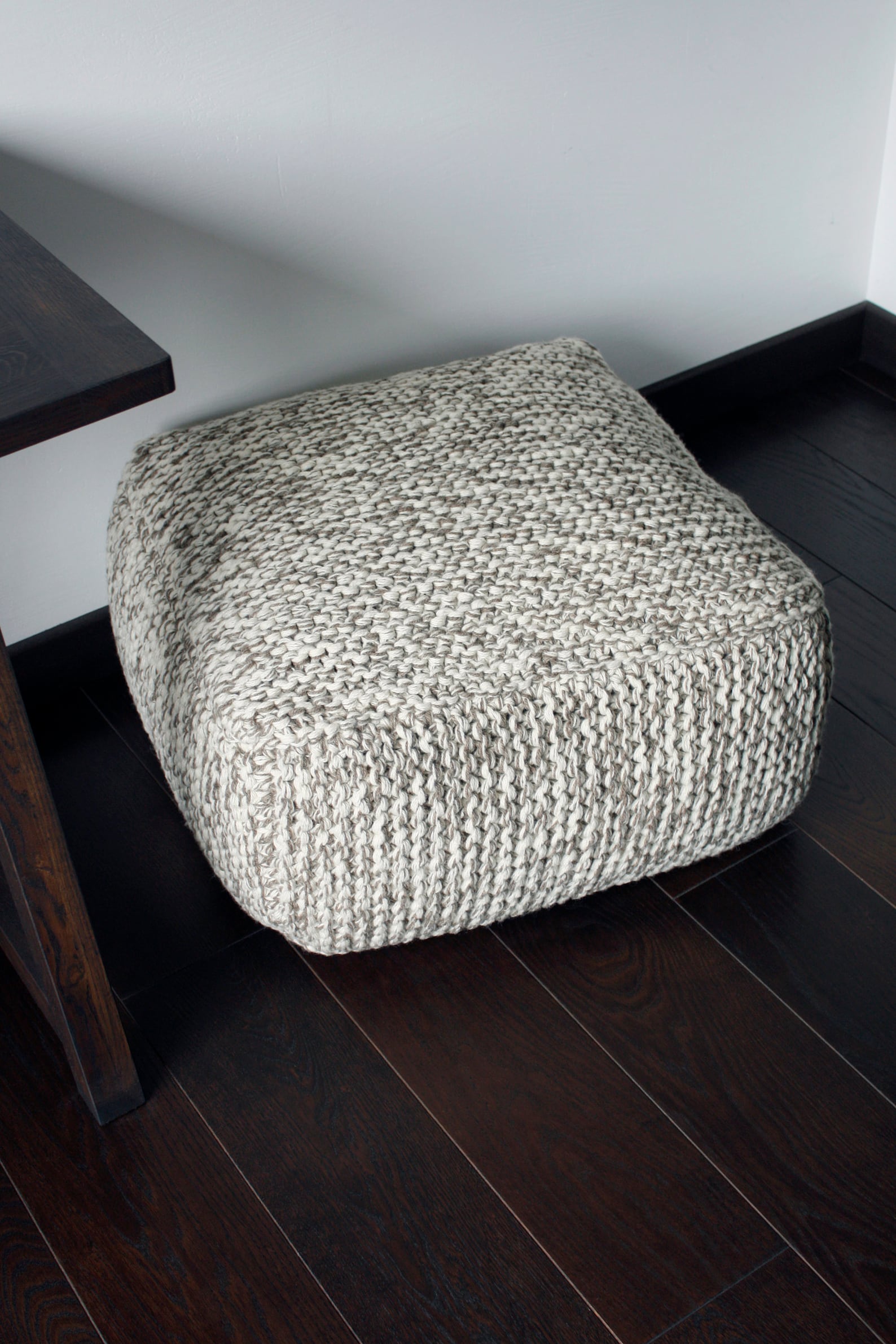 Organic Wool Footstool Square Knit Pouf Knitting Pouf Knit - Etsy
