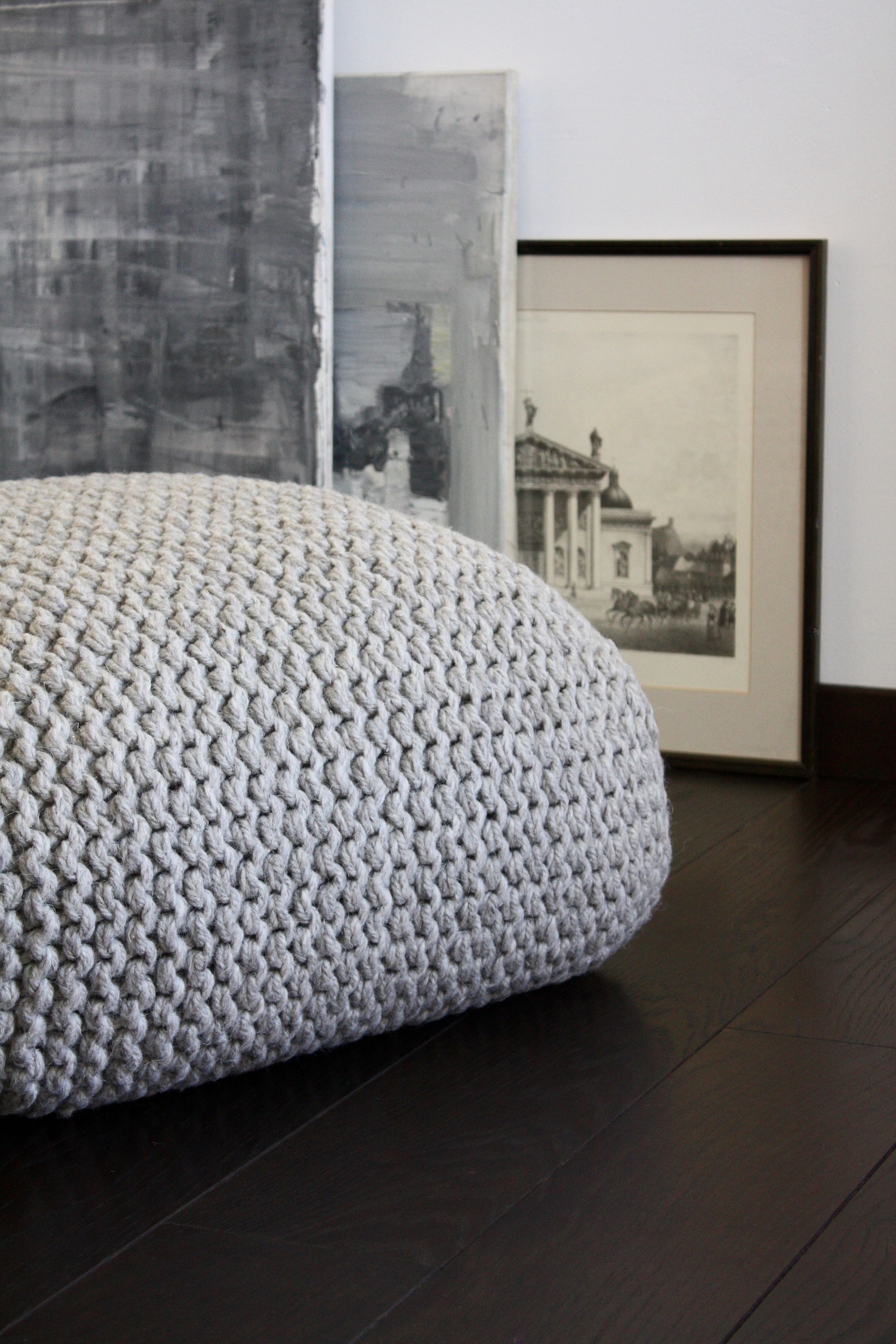 Super Chunky Soft Wool Ottoman-pouf-ottoman-eco Wool Chair-knitting ...