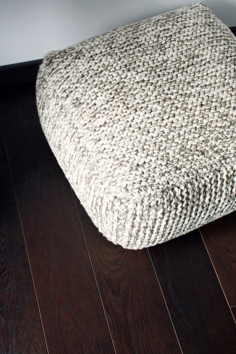 Organic Wool Footstool Square Knit Pouf Knitting Pouf Knit - Etsy