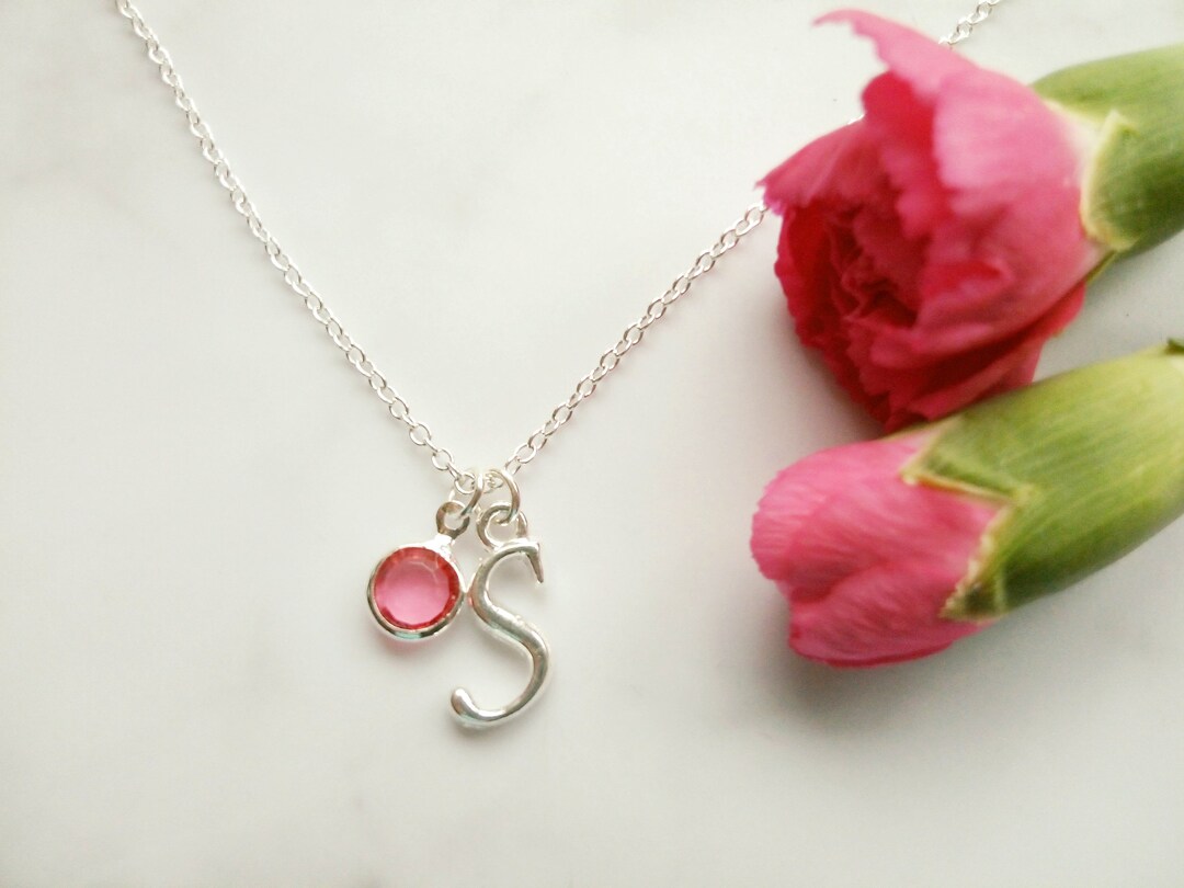 Silver Script Initial S Necklace – Dainty Silver Initial Necklace ...
