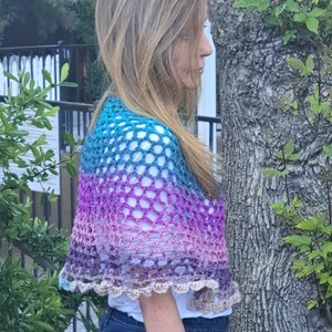 Short Spring Poncho, Sizes S/M and L/XL, Pink Short Poncho, Striped ...