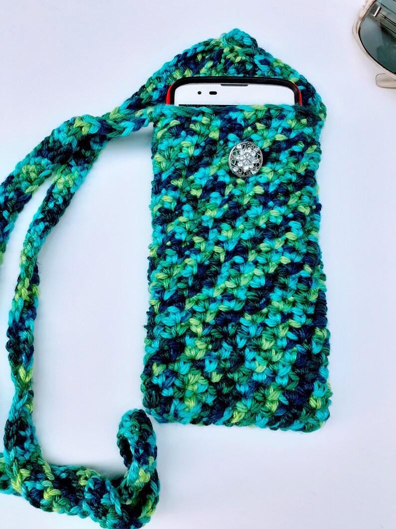 Cross Body Cell Phone Holder Black Cell Phone Case Turquoise - Etsy