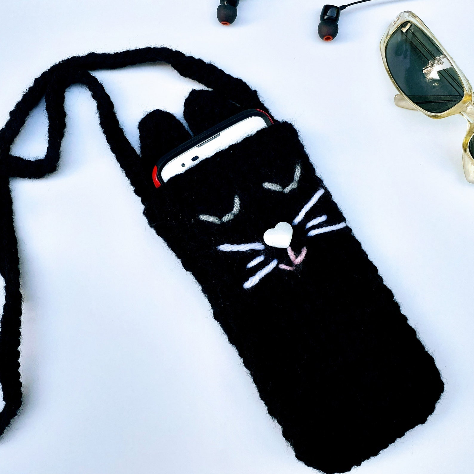 Cross Body Cell Phone Holder Black Cell Phone Case Turquoise - Etsy