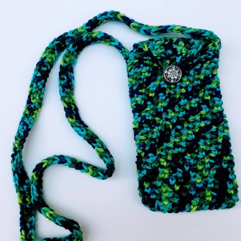 Cross Body Cell Phone Holder Black Cell Phone Case Turquoise | Etsy