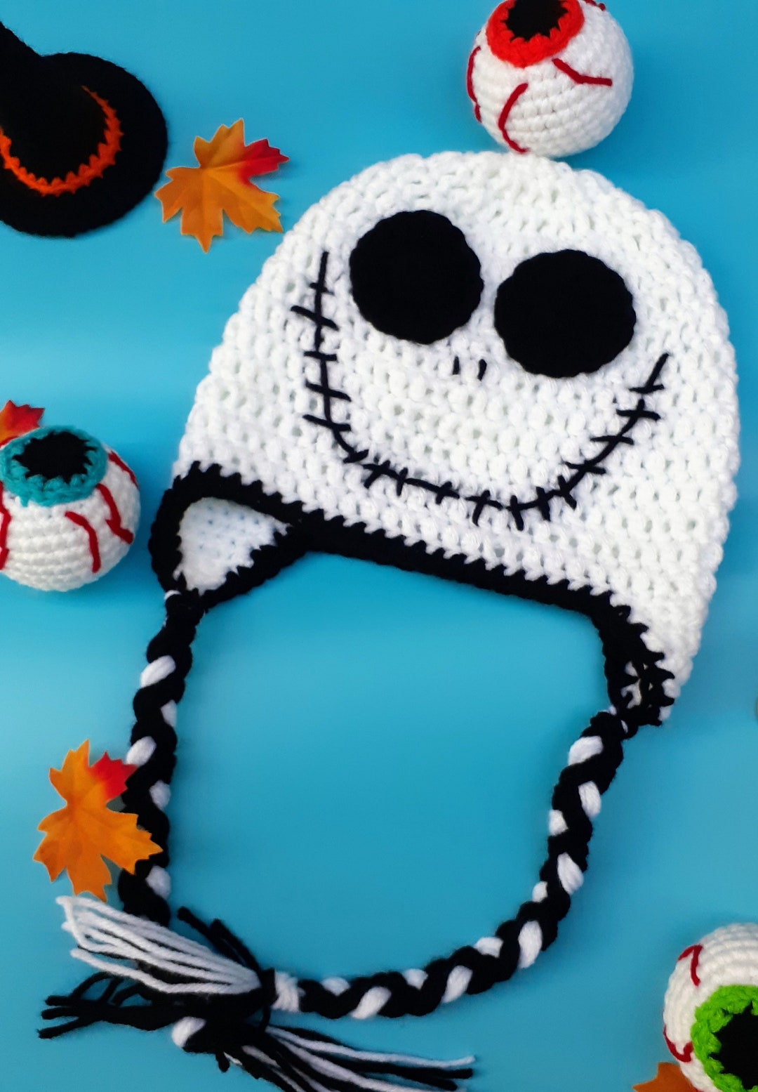 Skeleton Beanie, Halloween Earflap Hat, White Skeleton Hat, Costume ...