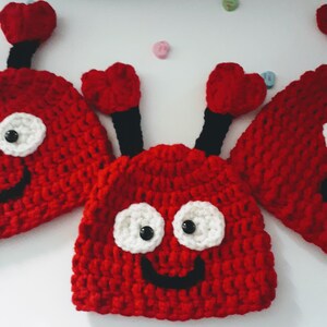 Love Bug Beanie, NB Love Bug, Red Hearts, February Baby, 3-6 Valentine ...