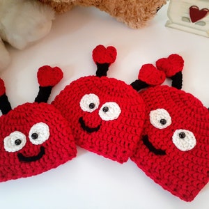 Love Bug Beanie, NB Love Bug, Red Hearts, February Baby, 3-6 Valentine ...
