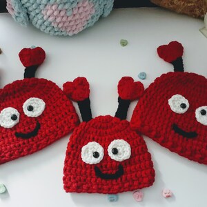 Love Bug Beanie, NB Love Bug, Red Hearts, February Baby, 3-6 Valentine ...