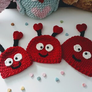 Love Bug Beanie, NB Love Bug, Red Hearts, February Baby, 3-6 Valentine ...
