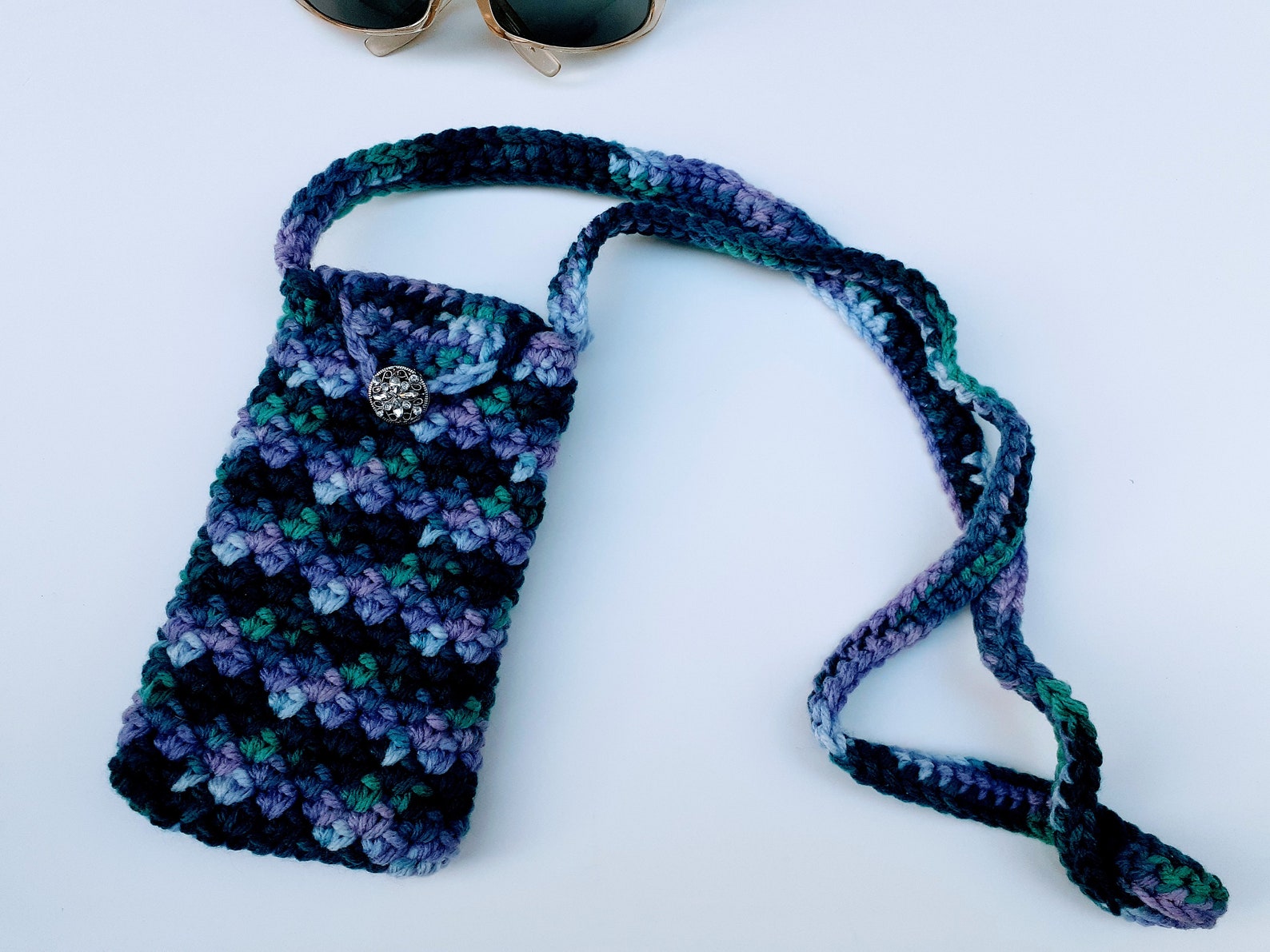 Cross Body Cell Phone Holder Black Cell Phone Case Turquoise - Etsy