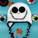Skeleton Beanie, Halloween Earflap Hat, White Skeleton Hat, Costume ...